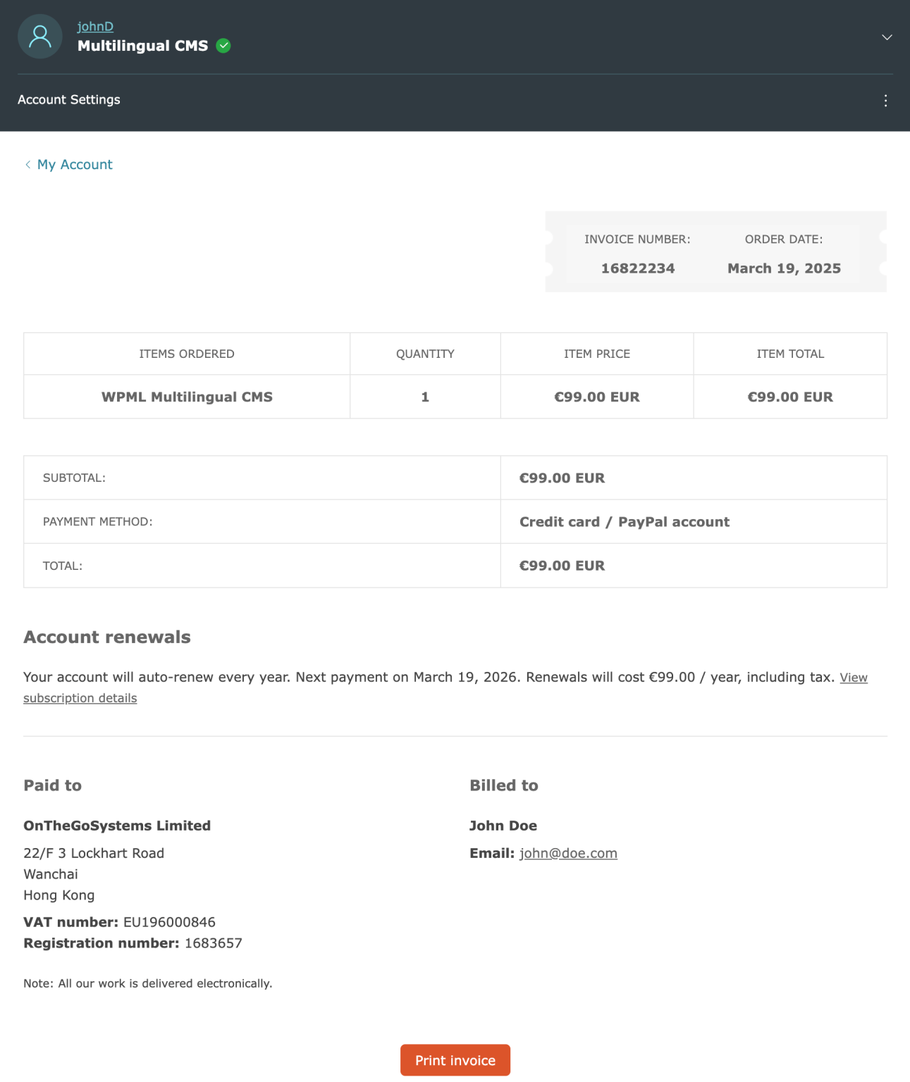 How can I get a WPML tax invoice and update my billing information? - WPML