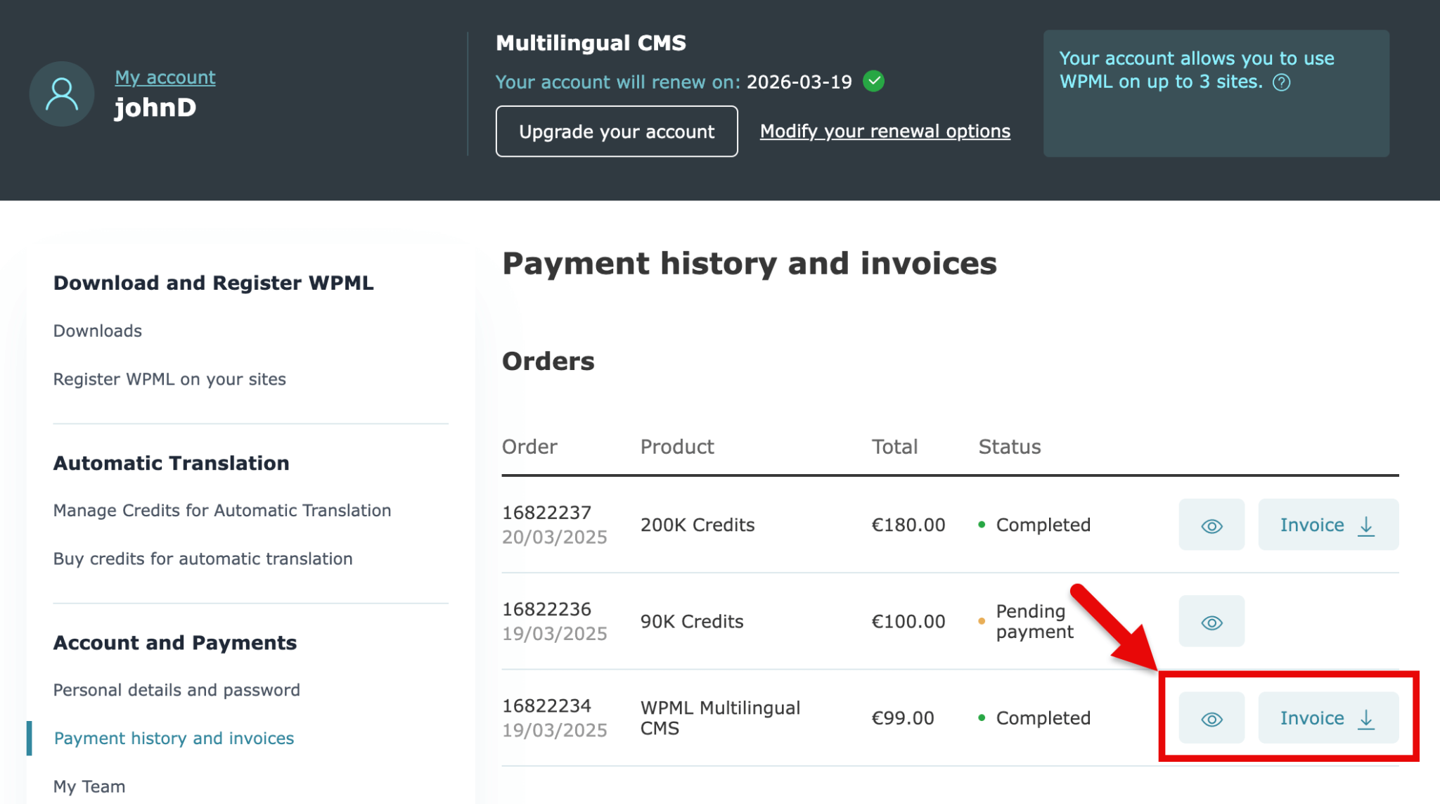 How can I get a WPML tax invoice and update my billing information? - WPML