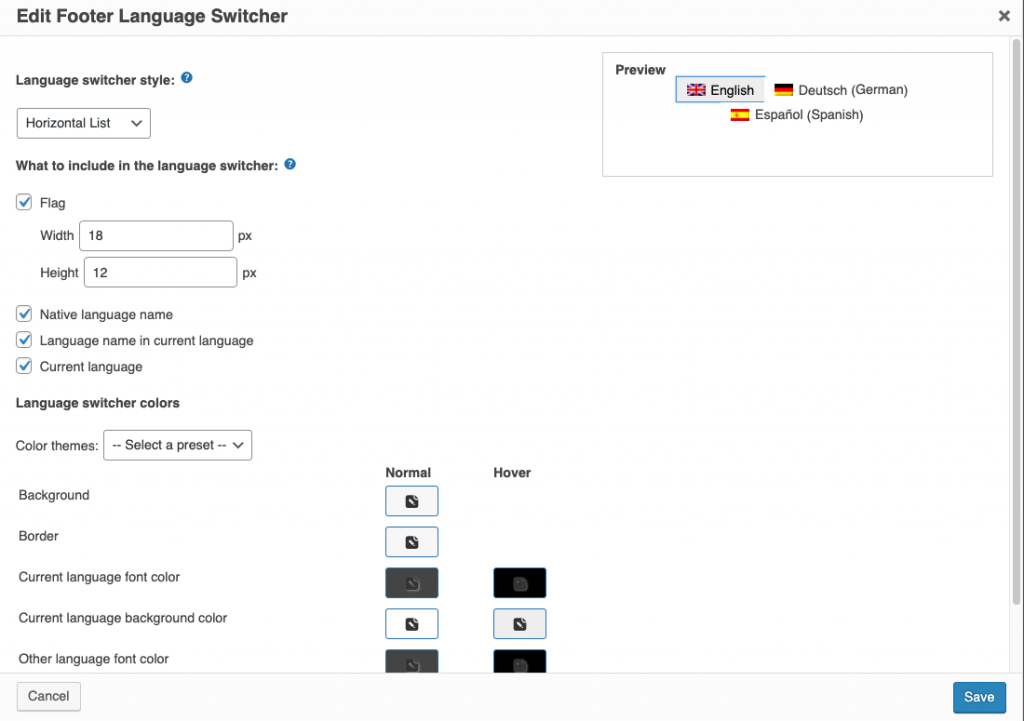 Language Switcher Options - WPML