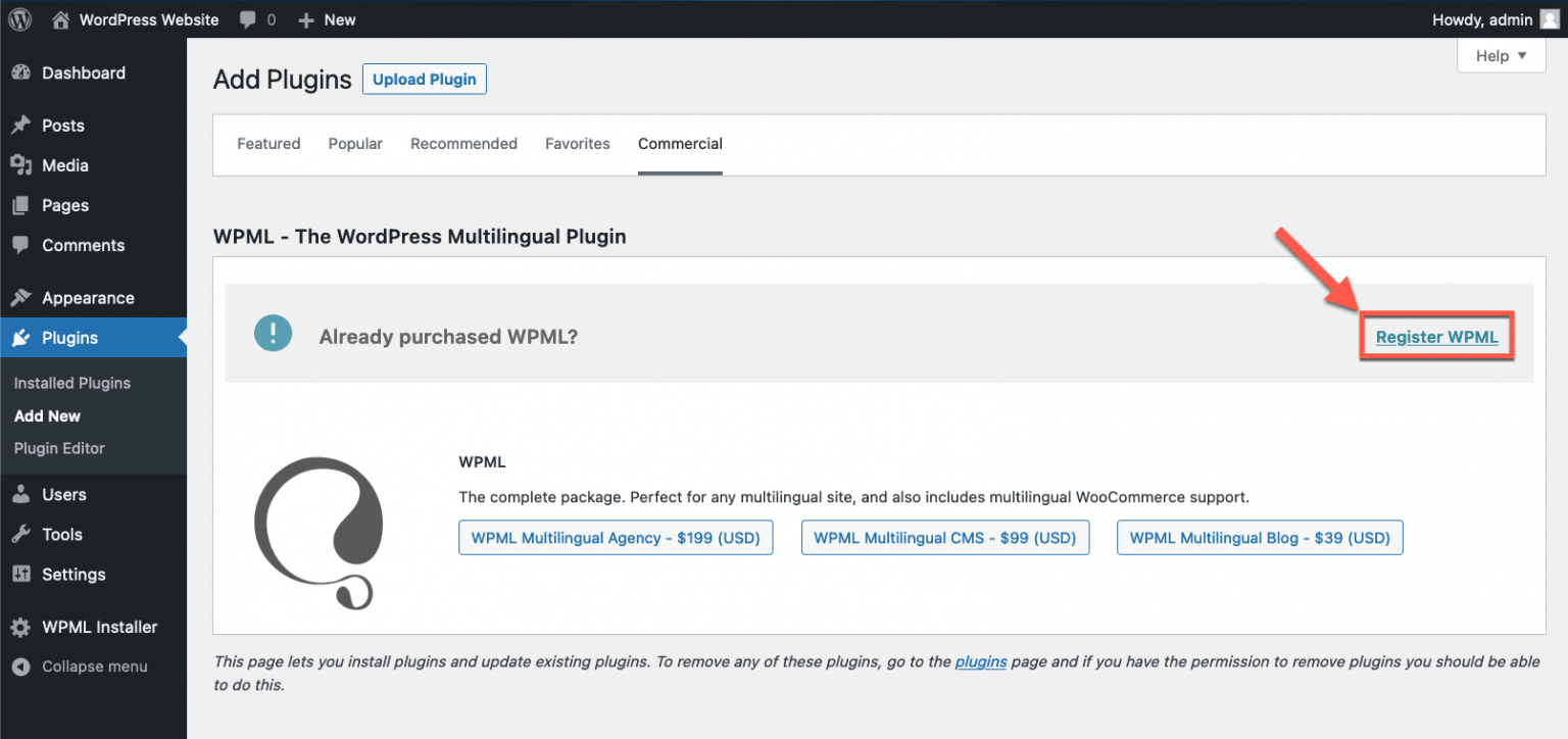 Why am I seeing "The link you followed has expired" message when uploading WPML? - WPML