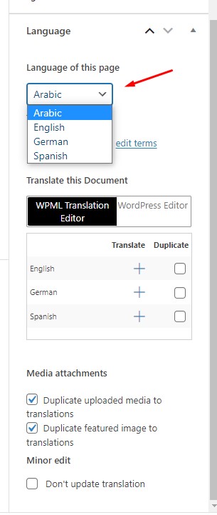 Split: Changing the original language of some pages - WPML