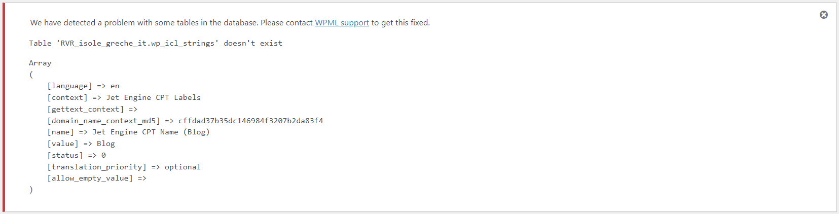 Split: We have detected a problem with some tables in the database - WPML Split: We have detected a problem with some tables in the database - WPML