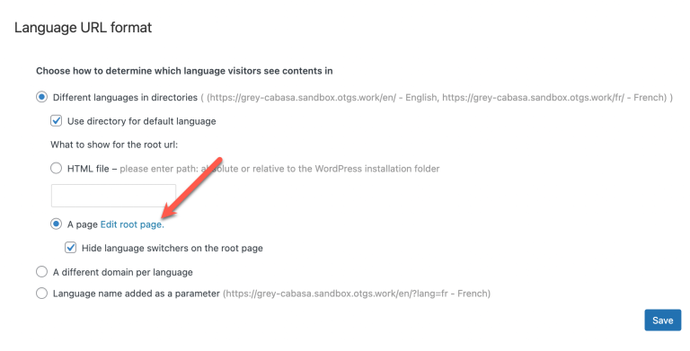 Language Directory for the Default Language - WPML