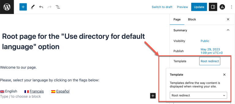 Language Directory for the Default Language - WPML