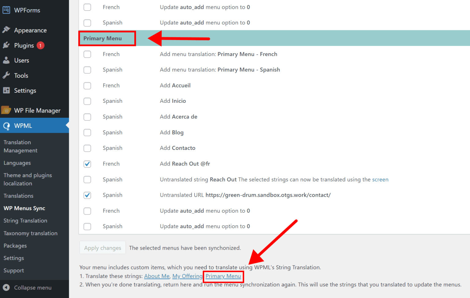 Translating WordPress Menus with WPML
