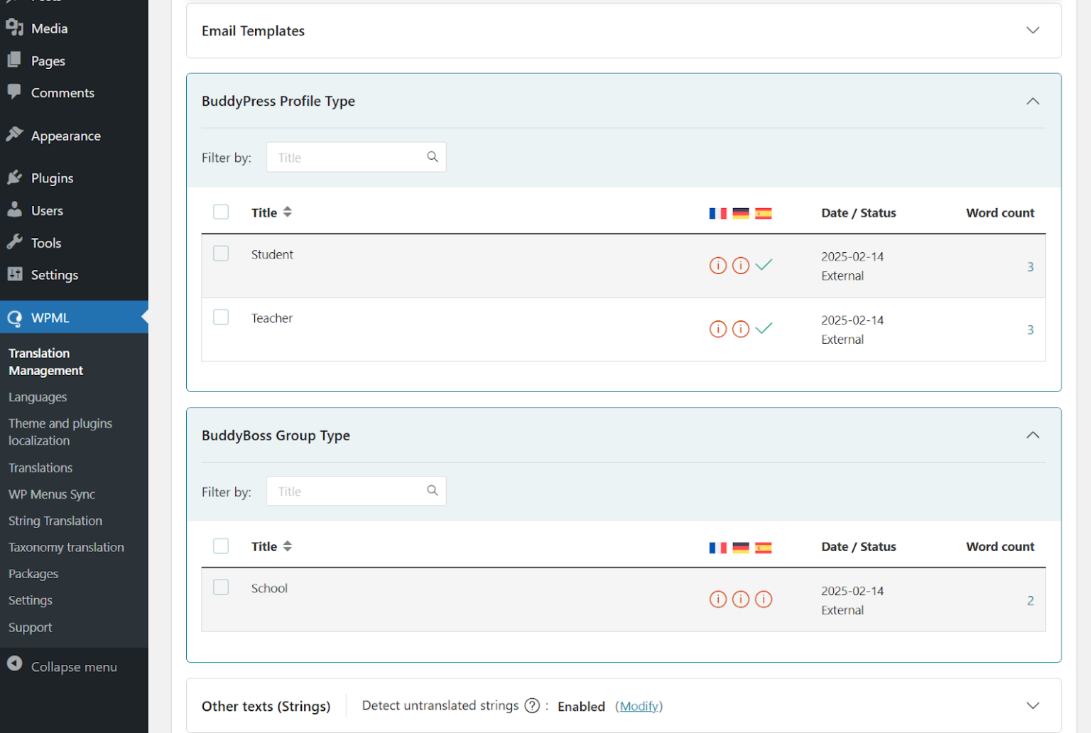 BuddyPress Multilingual 1.8.0 – Translate Profile Content - WPML