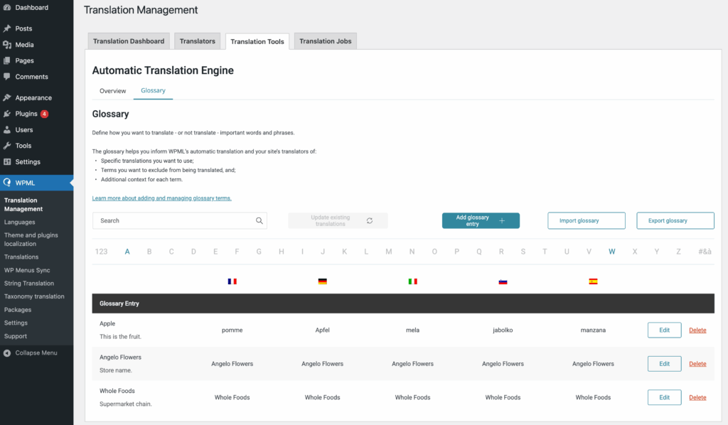 How to Use the WPML Glossary - WPML