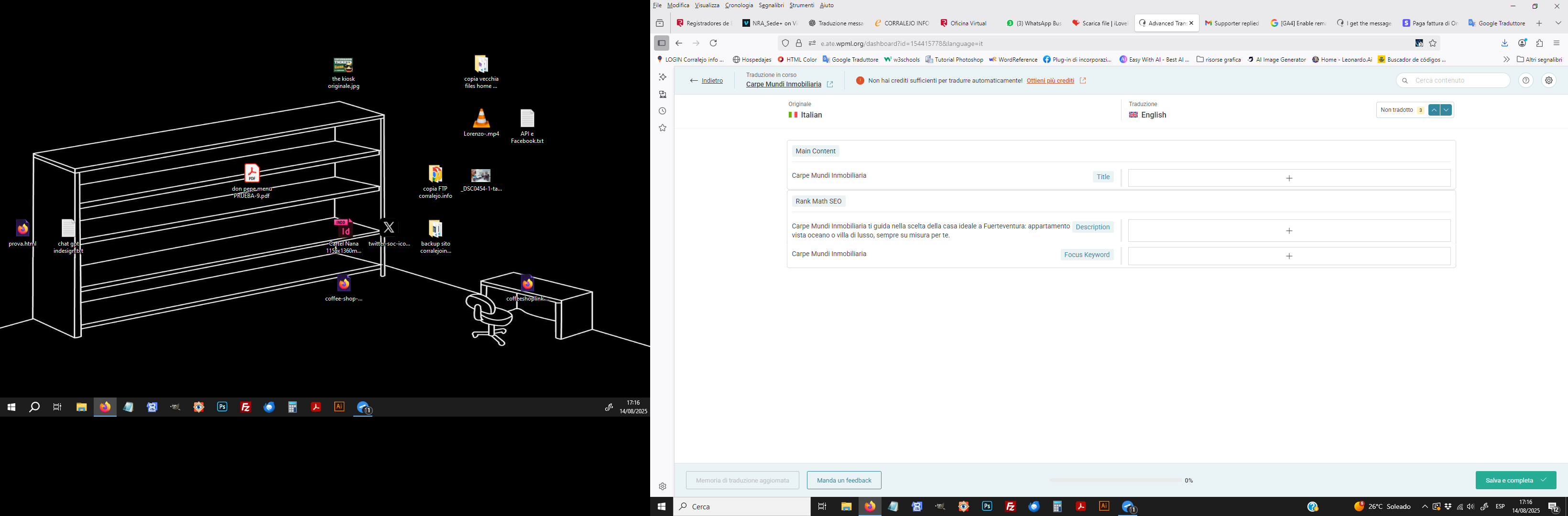 I get the message: "You don't have enough credits to translate ...