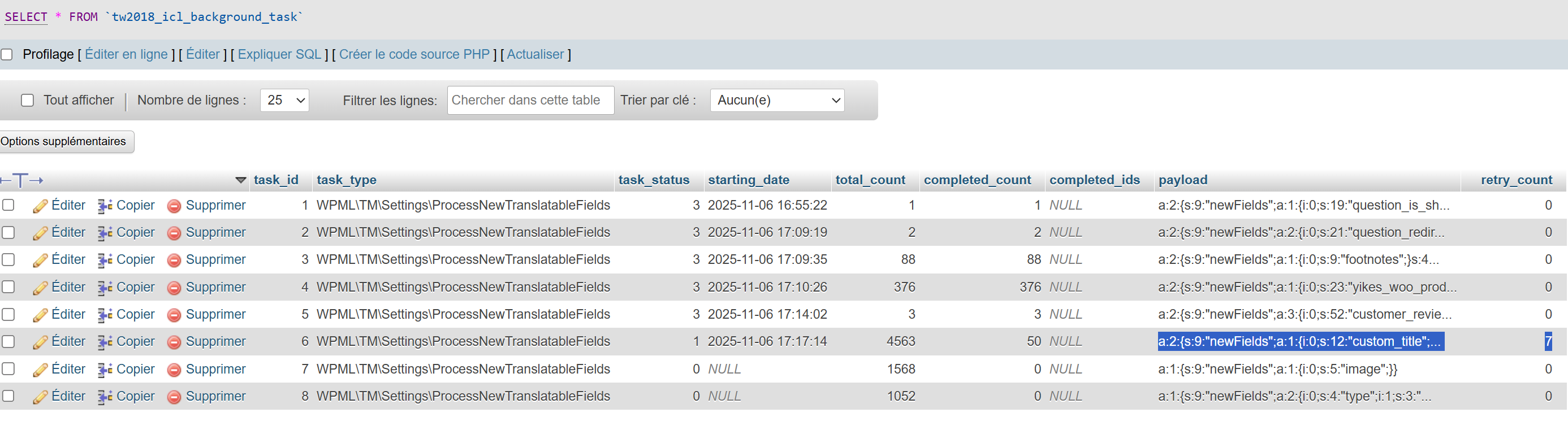 Updating affected posts for changes in translatable fields is stuck on a custom field - WPML